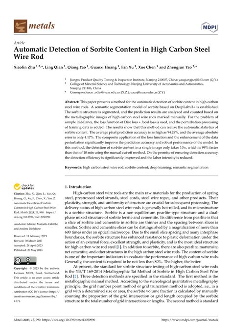 PDF Automatic Detection Of Sorbite Content In High Carbon Steel Wire Rod