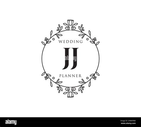 Jj Initials Letter Wedding Monogram Logos Collection Hand Drawn Modern