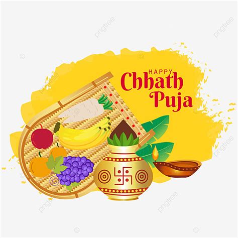 Chhath Puja Vector Design Images Yellow Brush Illustration Hindu