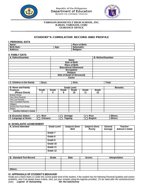 Cumulative Record And Profile Pdf