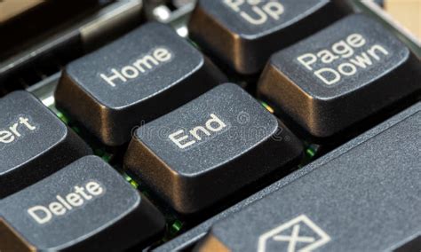 End Button Key On A Simple Laptop Computer Keyboard Macro Detail Extreme Closeup Nobody