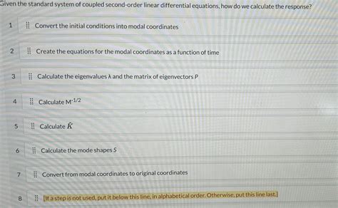 Solved Given The Standard System Of Coupled Second Order