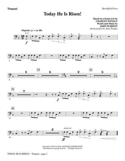 Today He Is Risen Timpani By John Purifoy Choir Digital Sheet