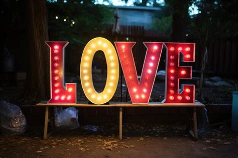 Premium Photo Marquee Board With Love Spelled In Diverse Scripts