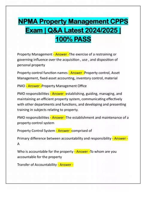 NPMA Property Management CPPS Exam Q A Latest 2024 2025 100 PASS CPPS Stuvia US