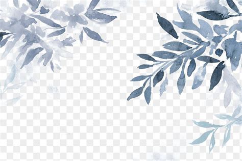Blue Watercolor Leaf Background