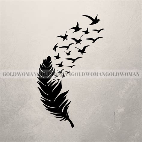 Feather Svg Feather And Flying Birds Svg Silhouette Brids Svg Cut Files For Cricut Digital