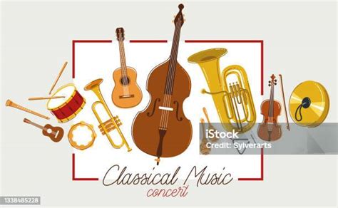 Classical Music Instruments Poster Vector Flat Style Illustration