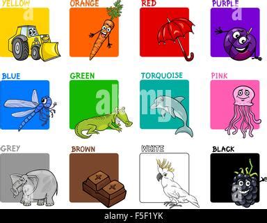 Set Of Purple Color Objects Primary Colors Flashcard With Purple
