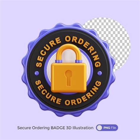Premium PSD Secure Ordering Badge 3D Illustration