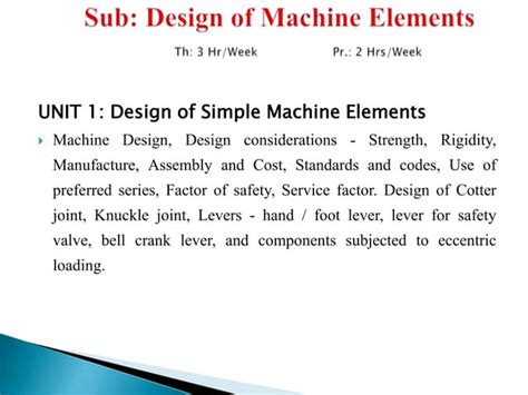 Design Of Simple Machine Elementspptx