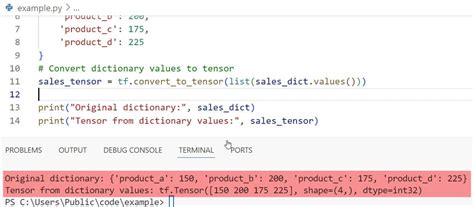 how to convert dictionary to tensor in tensorflow