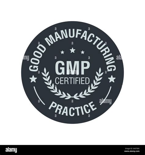GMP Good Manufacturing Practice Certified Round Stamp On White