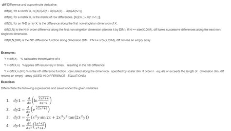 Solved Diff Difference And Approximate Derivative Diffx