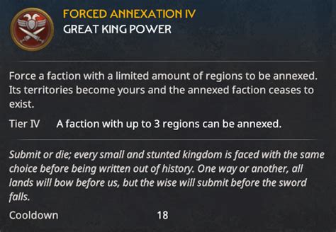 Pharaoh Forced Annexation King Power With Suppiluliuma Greyed Out
