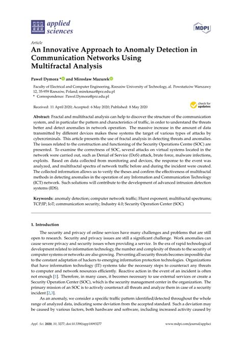 Pdf An Innovative Approach To Anomaly Detection In Communication Networks Using Multifractal