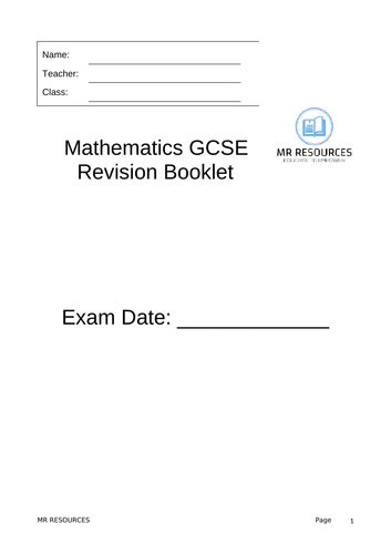 Gcse Maths 9 1 Revision Booklet Teaching Resources