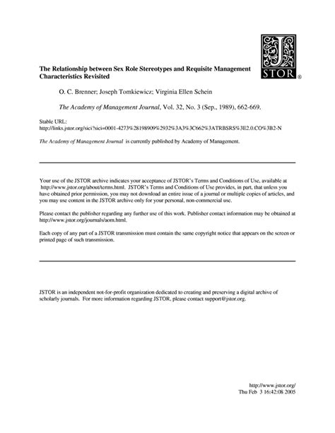 Pdf The Relationship Between Sex Role Stereotypes And Requisite