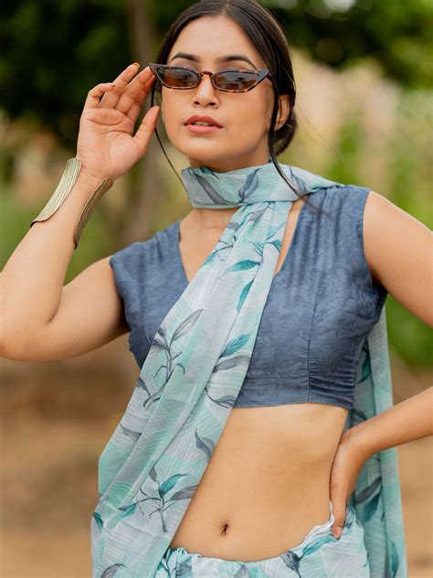 Party Wear Blue Color Chiffon Fabric Saree 1965227
