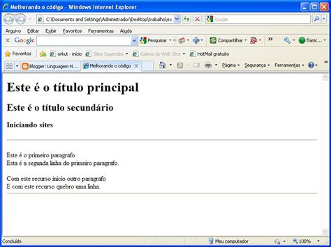 Linguagem HTML EXEMPLOS