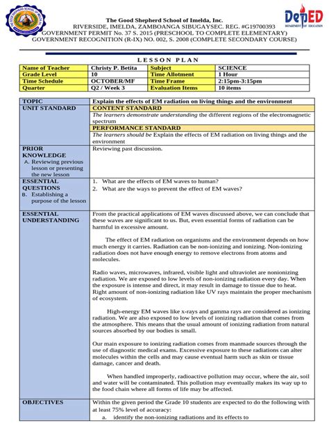 Lp Q2 Science10 W3 Pdf Radiation Gamma Ray