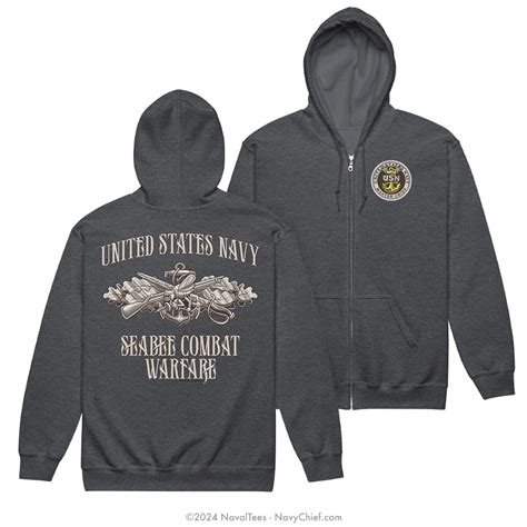 Mcpo Seabee Combat Warfare Zippered Hoodie Dark Heather