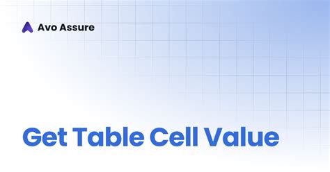 Get Table Cell Value Avo Assure