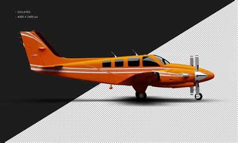 Avión de doble motor de doble hélice naranja brillante realista aislado