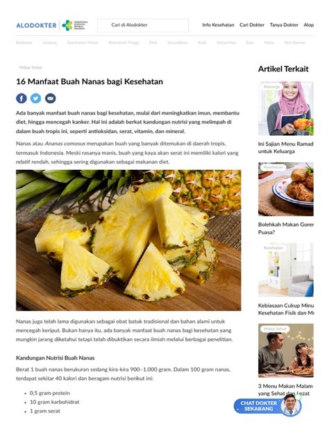 16 Manfaat Buah Nanas Bagi Kesehatan Alodokter 3 Pdf Kesehatan