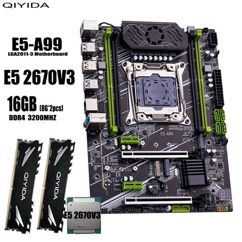 Qiyida X99 Motherboard Combo Lga 2011 3 Kit Xeon E5 2670 V3 Processador Cpu 16gb 8gx2 Ram