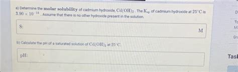 Solved A Determine The Molar Solubility Of Cadmium
