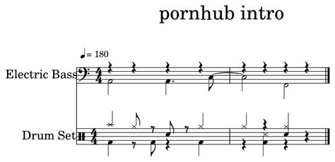 Pornhub Intro Sheet Music For Electric Bass Drum Set