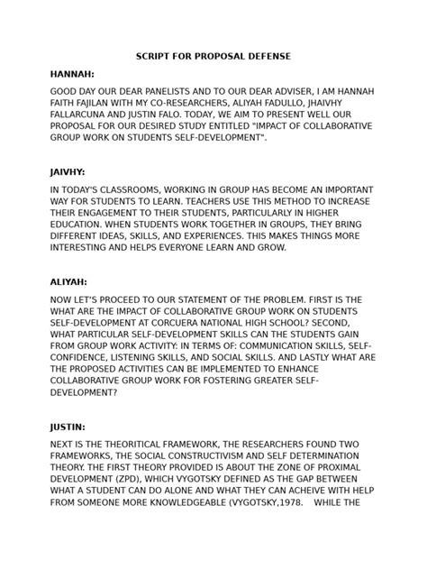 Script For Proposal Defense Pdf Survey Methodology Questionnaire