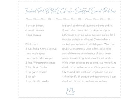 Instant Pot Bbq Chicken Stuffed Sweet Potatoes Recipe Card Burn Boot Camp