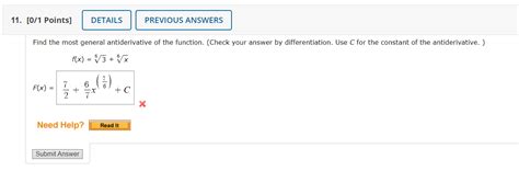 Solved Find The Most General Antiderivative Of The Function Chegg