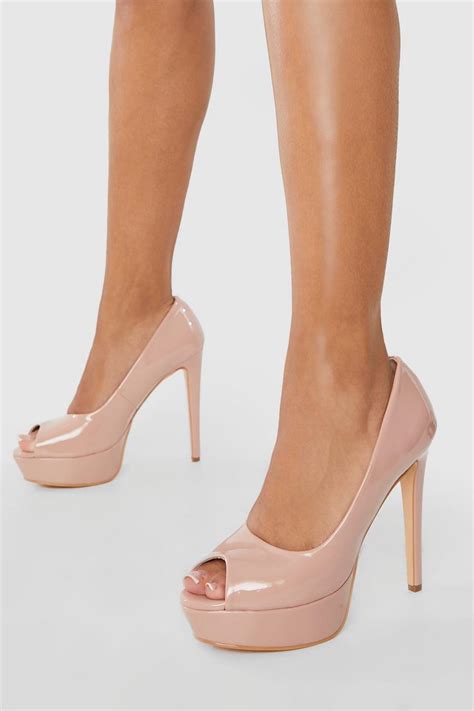 Peep Toe Platform Court Heel Boohoo Uk