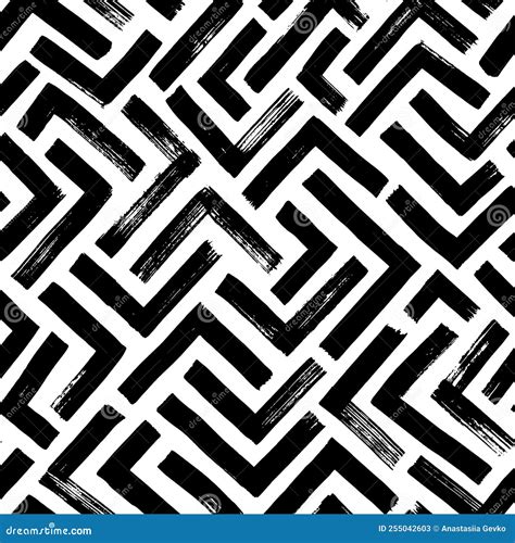 Black Maze Seamless Pattern With Triangular Lines Stock Vector Illustration Of Shape Modern