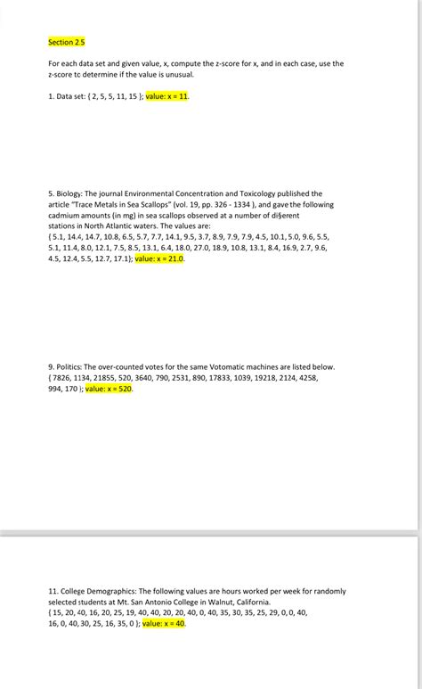 Solved For Each Data Set And Given Value X ﻿compute The