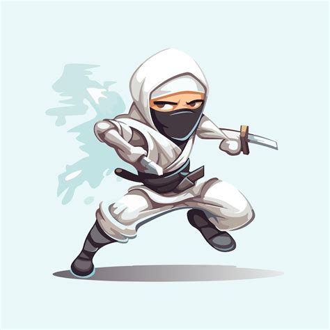Premium Vector Cartoon Ninja Assassin With Sword Vector Illustration