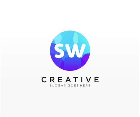 Sw Initial Logo With Colorful Circle Template Vector 22526573 Vector