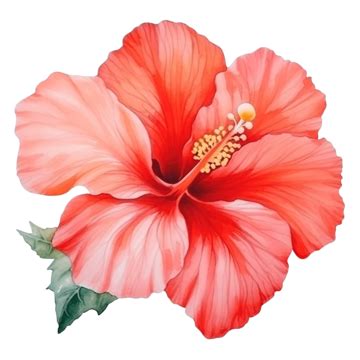 Flower Watercolor Transparency Of Hibiscus Flower Watercolor Flower