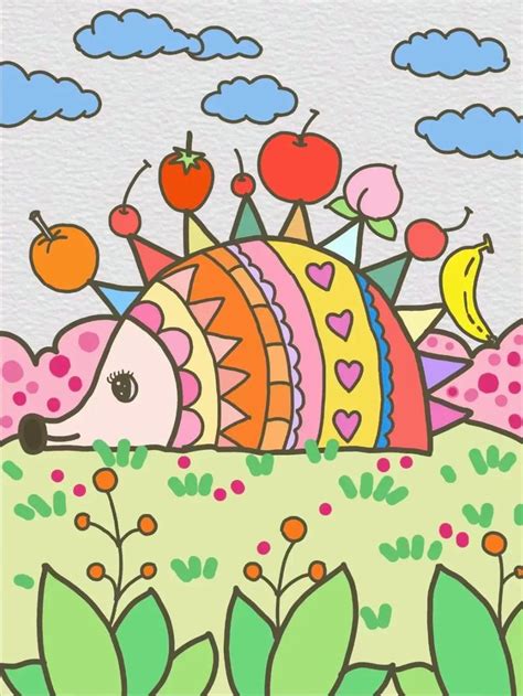 小刺猬背果子简笔画 小刺猬背果子简笔画怎么画 苗苗知道