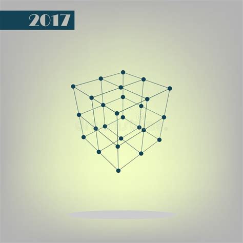 Wire Frame Polygonal Element Cube With Lines And Dots Stock Illustration Illustration Of Atom