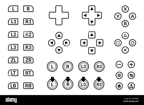 Video Game Controller Button Set Collection Video Game Controller Button Line Art Vector Icon