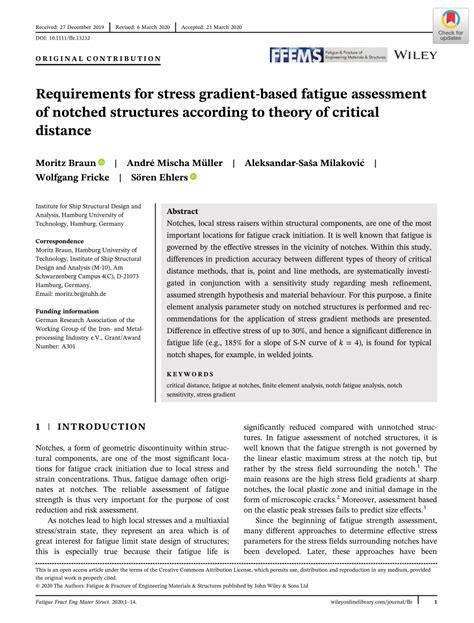 Pdf Requirements For Stress Gradient‐based Fatigue Assessment Of