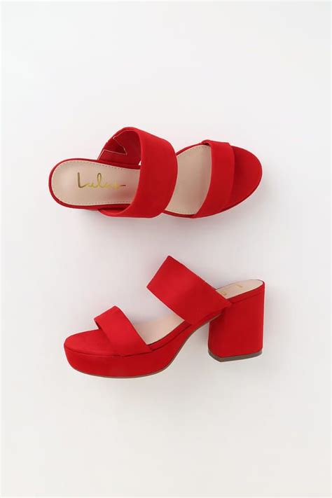 Lulus Clara Red Suede Platform Mules