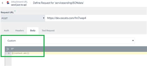 pass service rest api body as json with the as