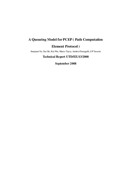 pdf a queueing model for pcep path computation element protocol