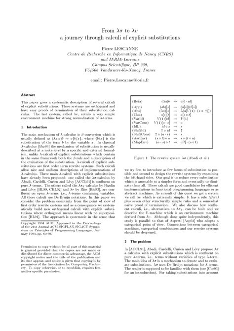 Pdf From λσ To λν A Journey Through Calculi Of Explicit Substitutions