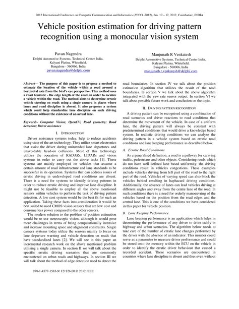 Pdf Vehicle Position Estimation For Driving Pattern Recognition Using